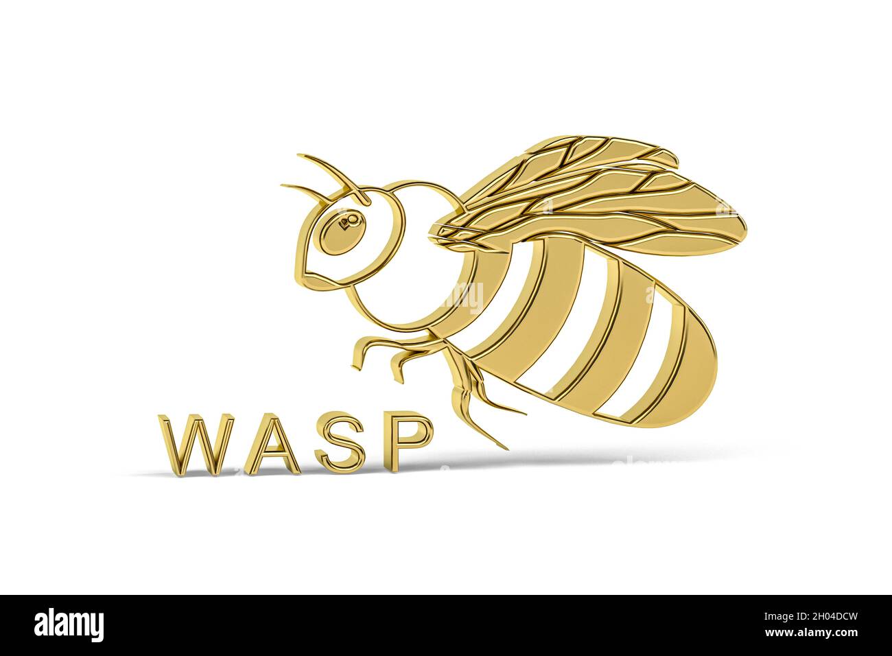 Golden 3d wasp icon isolated on white background - 3d render Stock ...