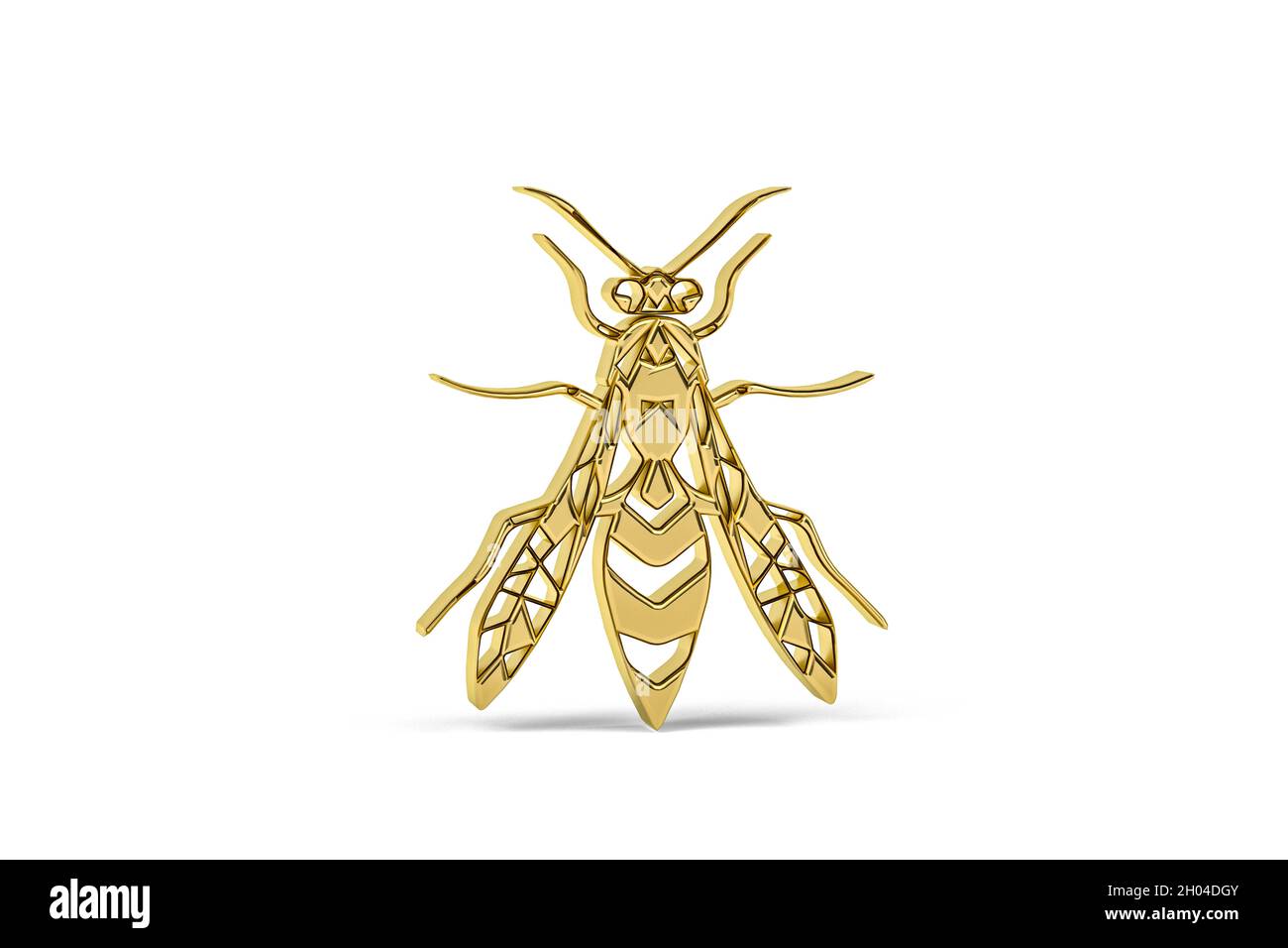 Golden 3d wasp icon isolated on white background - 3d render Stock ...