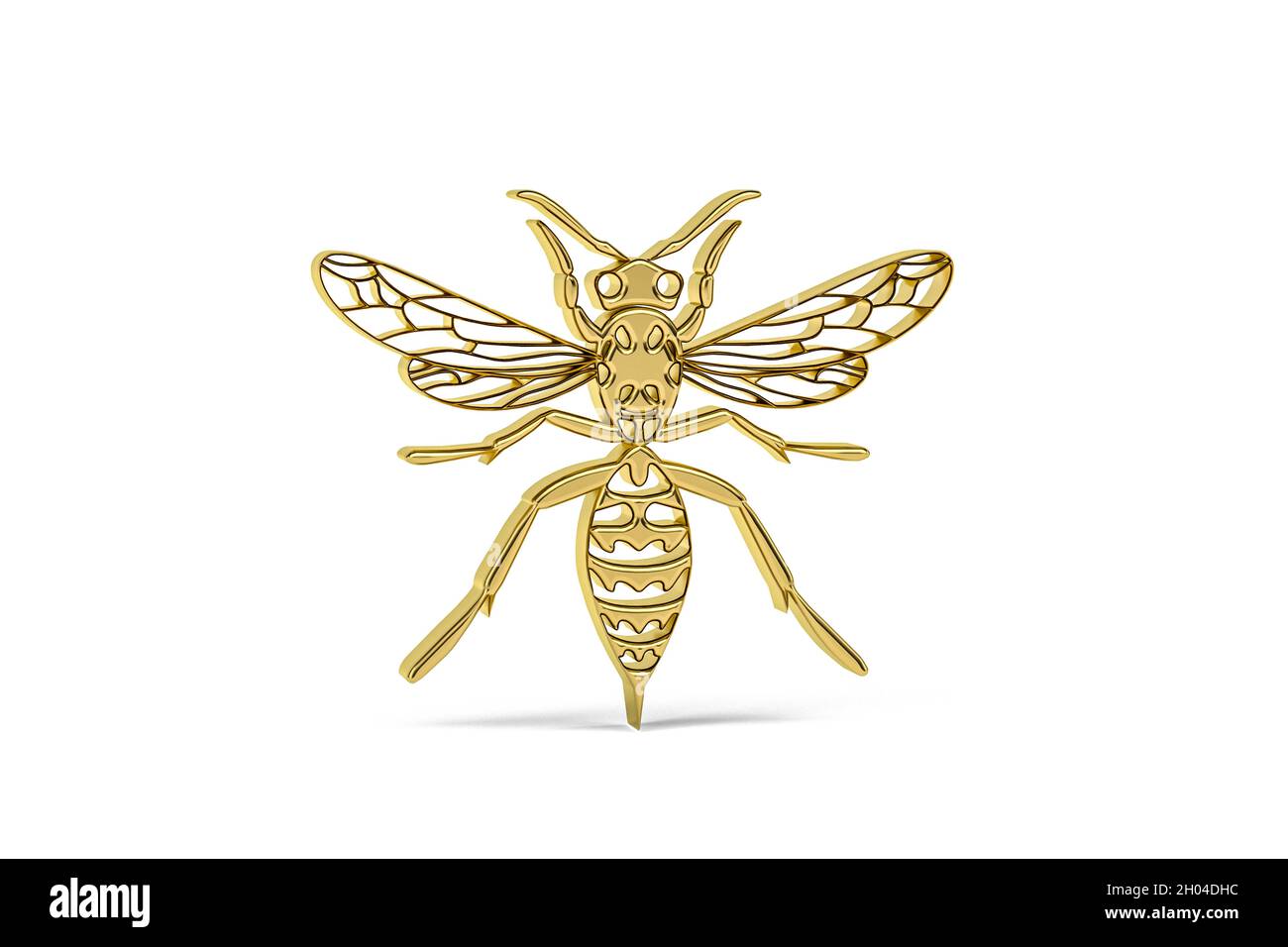 Golden 3d wasp icon isolated on white background - 3d render Stock ...