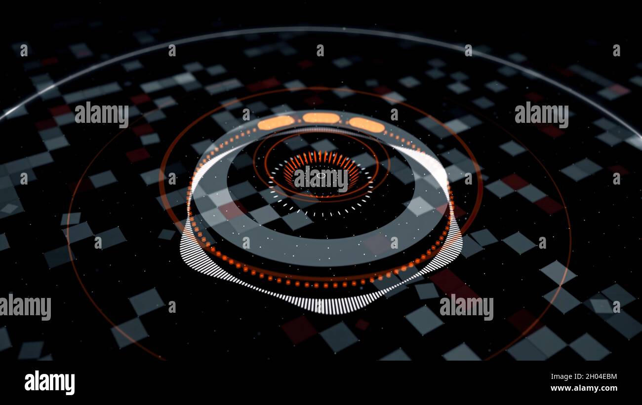 Futuristic musical animation with neon patterns on black background ...