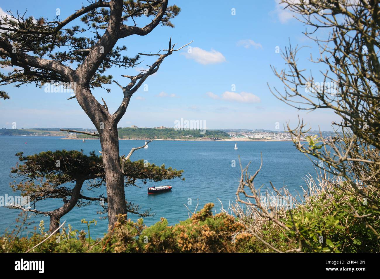 View over the Fal estuary from Carricknath Point to Falmouth, Cornwall ...