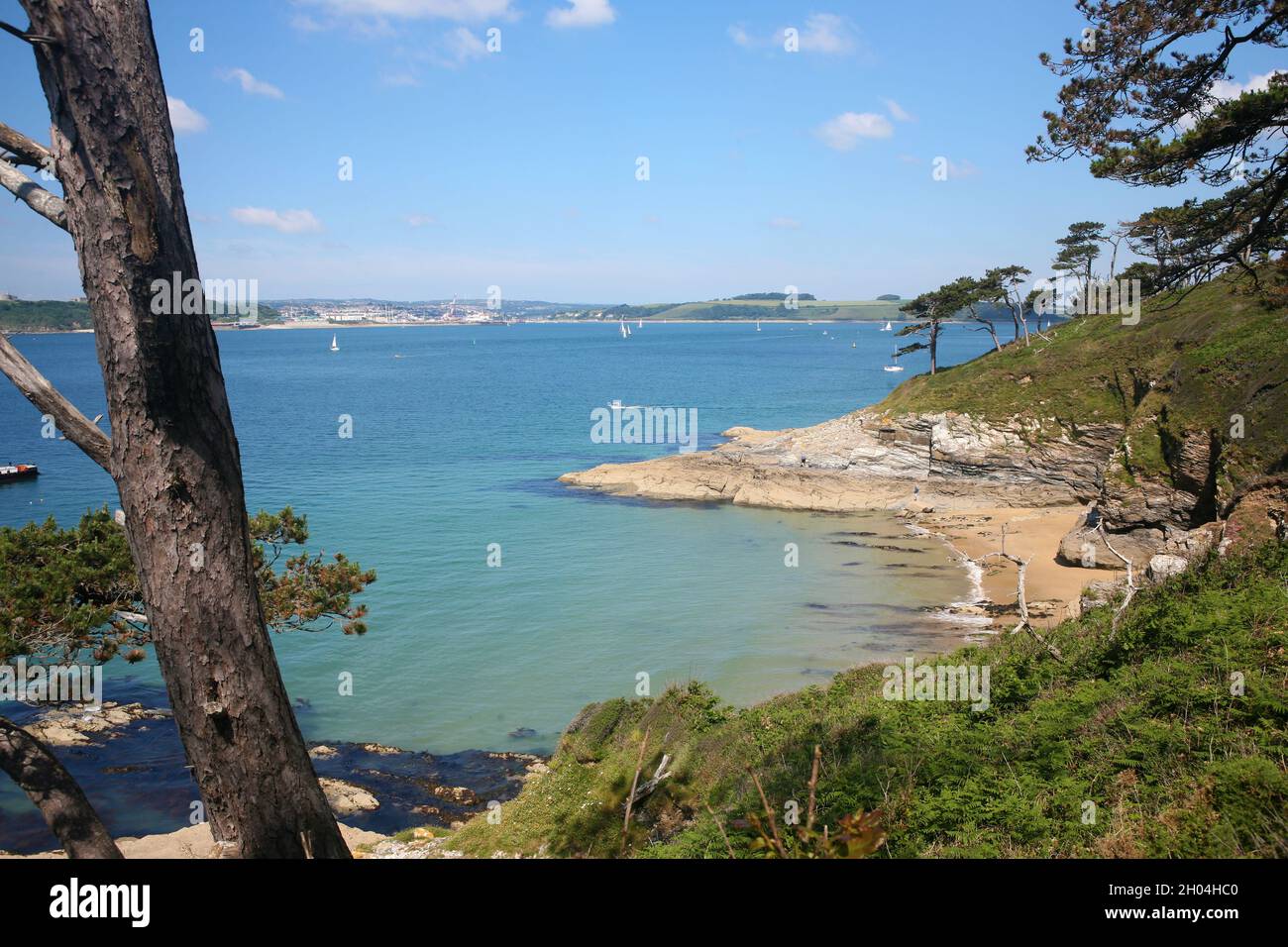 View over the Fal estuary from Carricknath Point to Falmouth, Cornwall ...