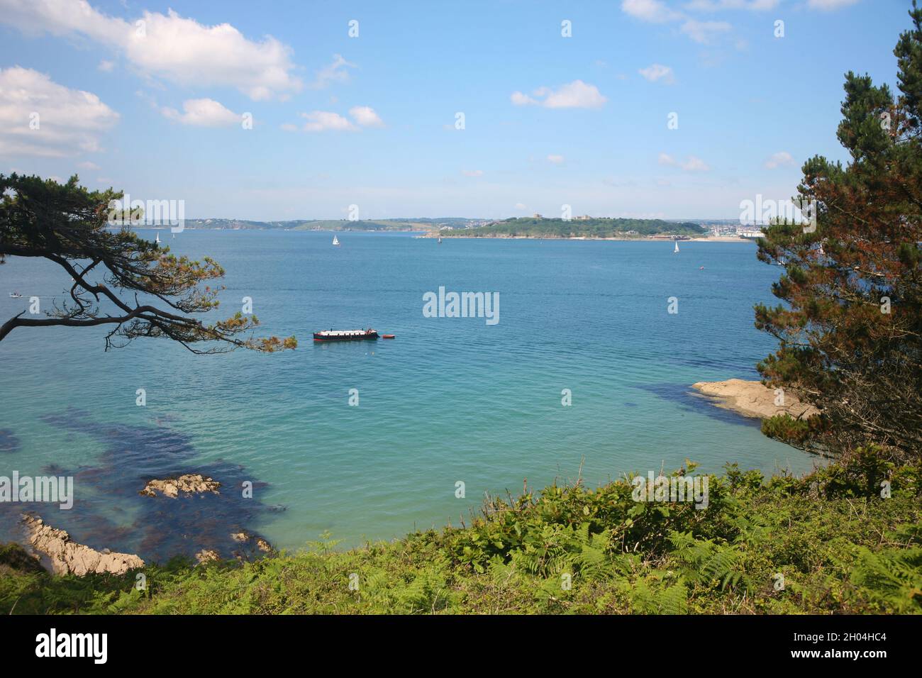 View over the Fal estuary from Carricknath Point to Falmouth, Cornwall ...