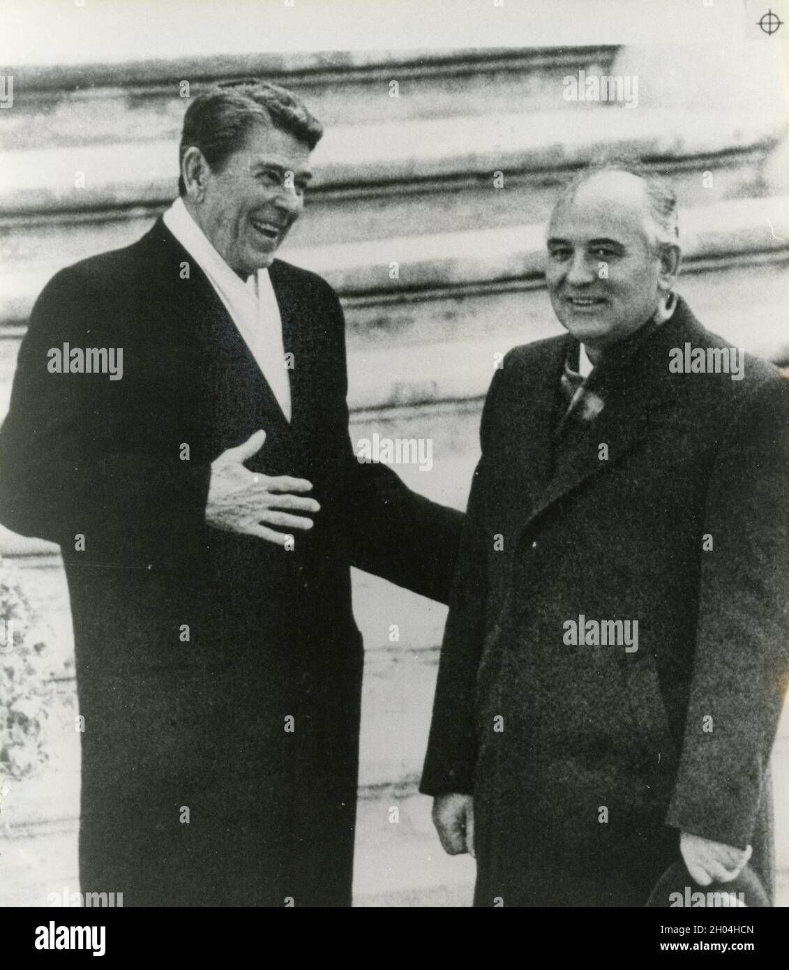 US President Ronald Reagan (left) and President of the Soviet Union ...