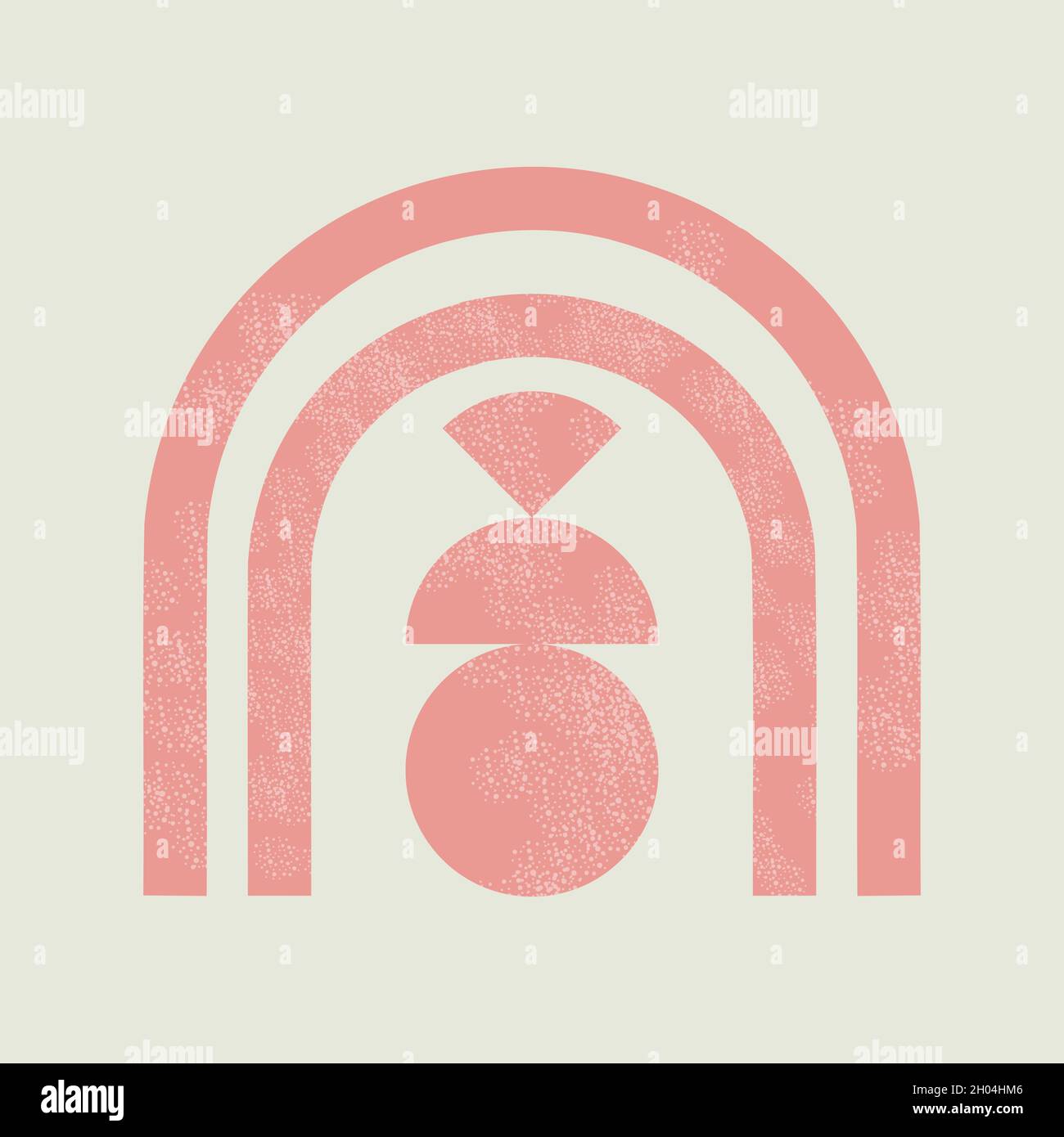 Contemporary art in boho style. Bohemian poster on wall. Rainbows and ...