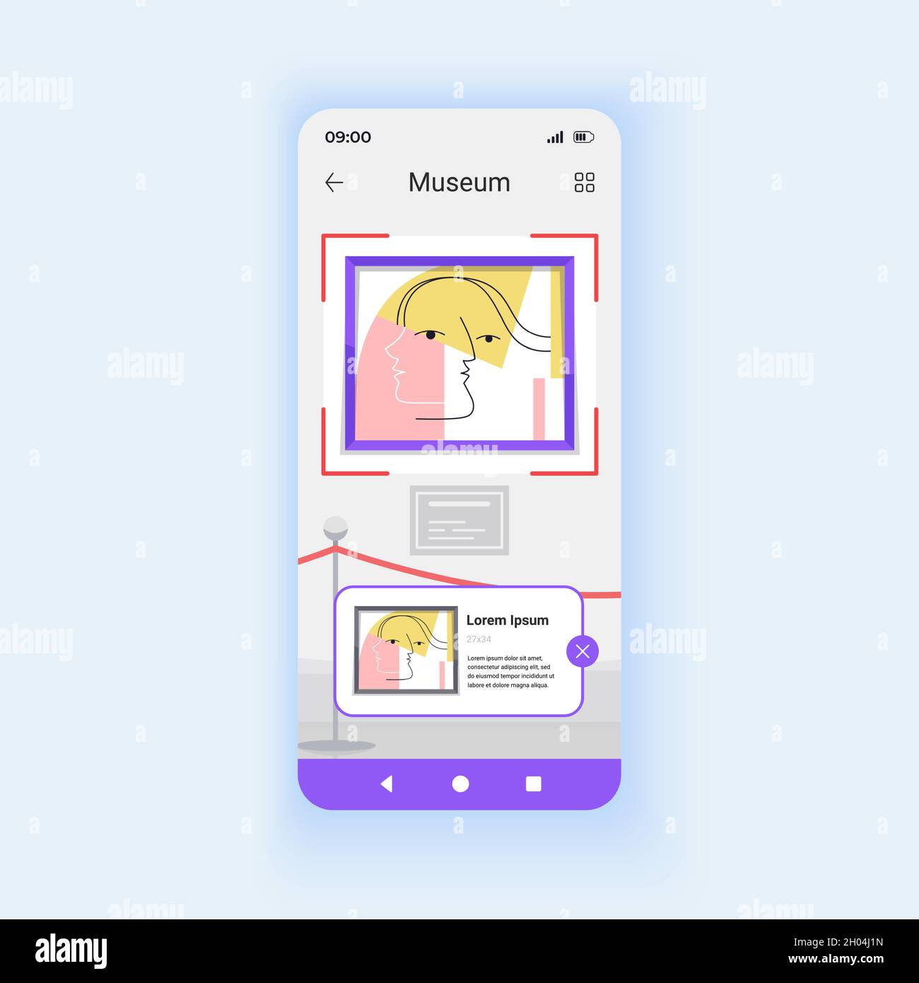 Museum light smartphone interface vector template Stock Vector Image ...