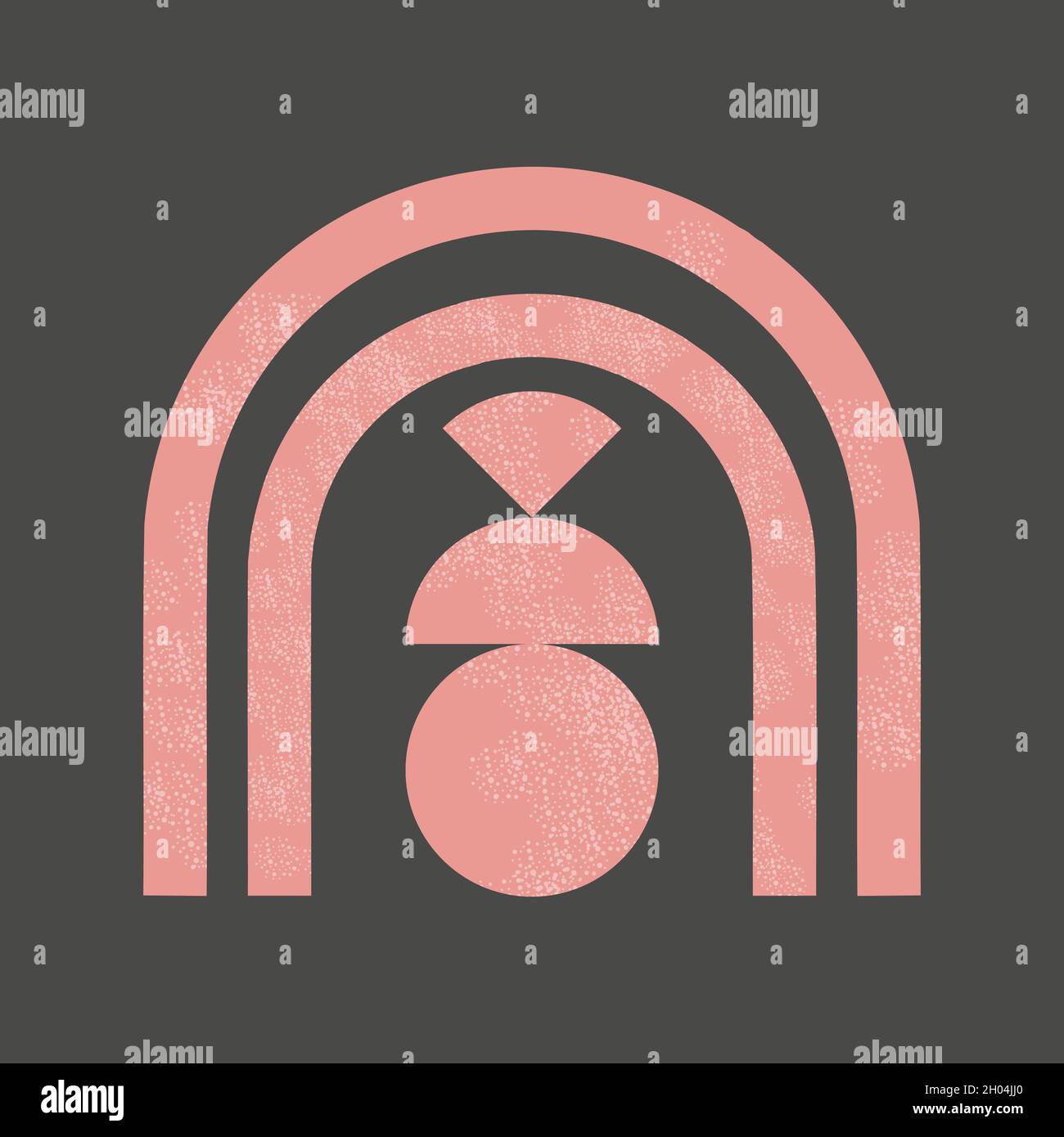 Contemporary art in boho style. Bohemian poster on wall. Rainbows and ...