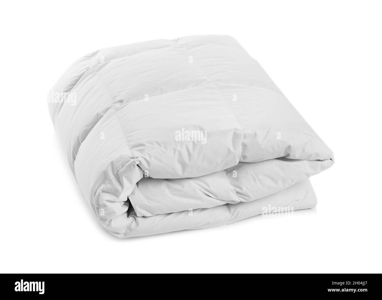 Folded clean blanket on white background. Household textile Stock Photo ...