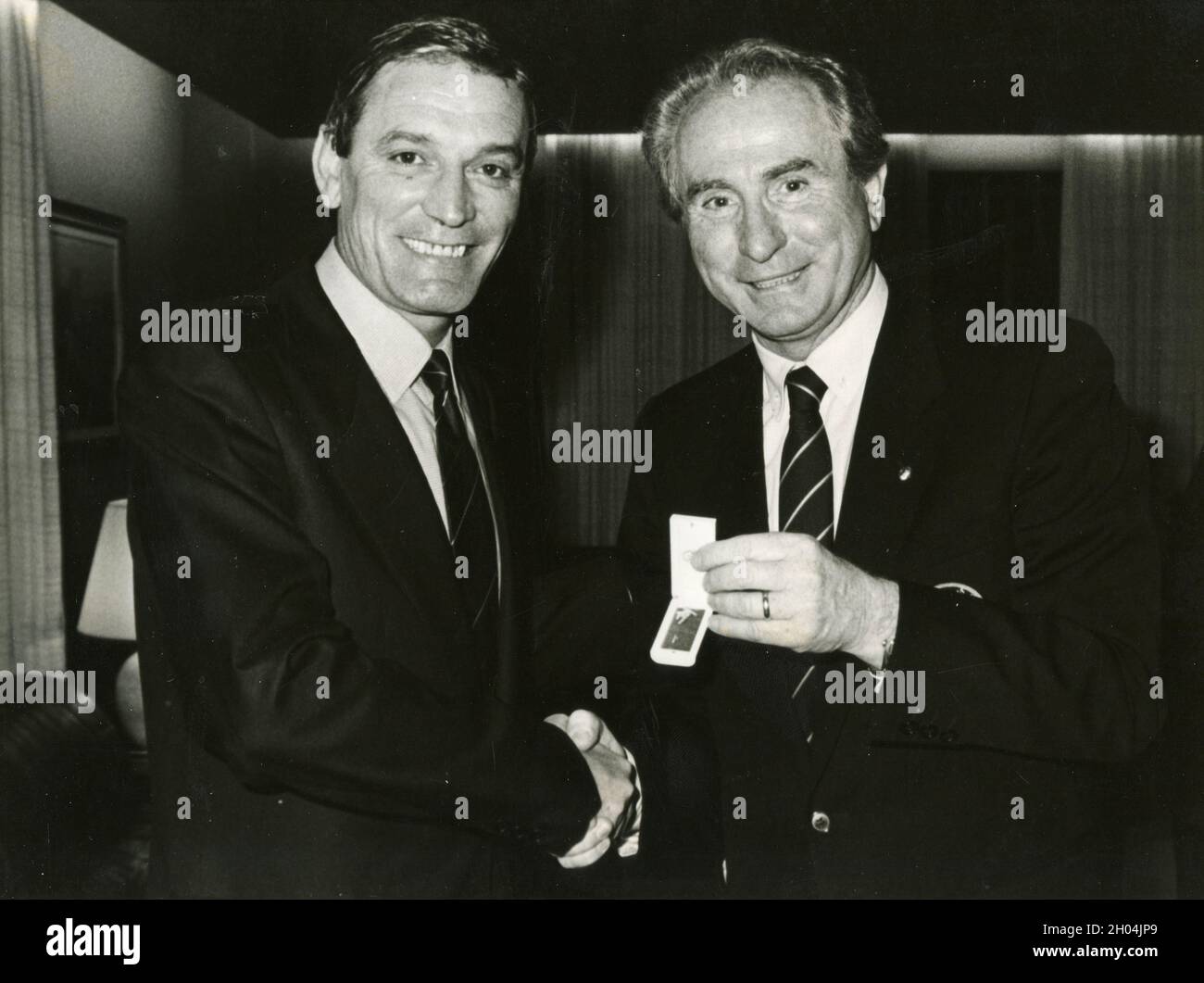 Italian football player Gigi Riva (left) and Azeglio Vicini national ...