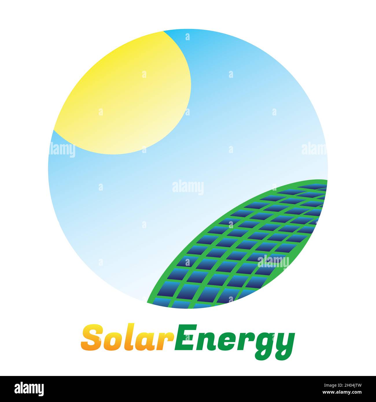 Solar energy logo. Green energy concept. Solar panel with Sun in circle ...