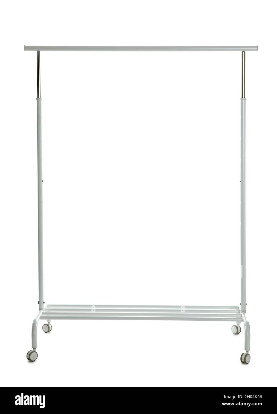 Empty metal wardrobe rack isolated on white Stock Photo - Alamy