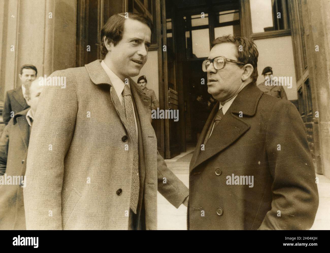 Italian politicians Claudio Fava (left) and Mauro Bubbico, 1980s Stock ...