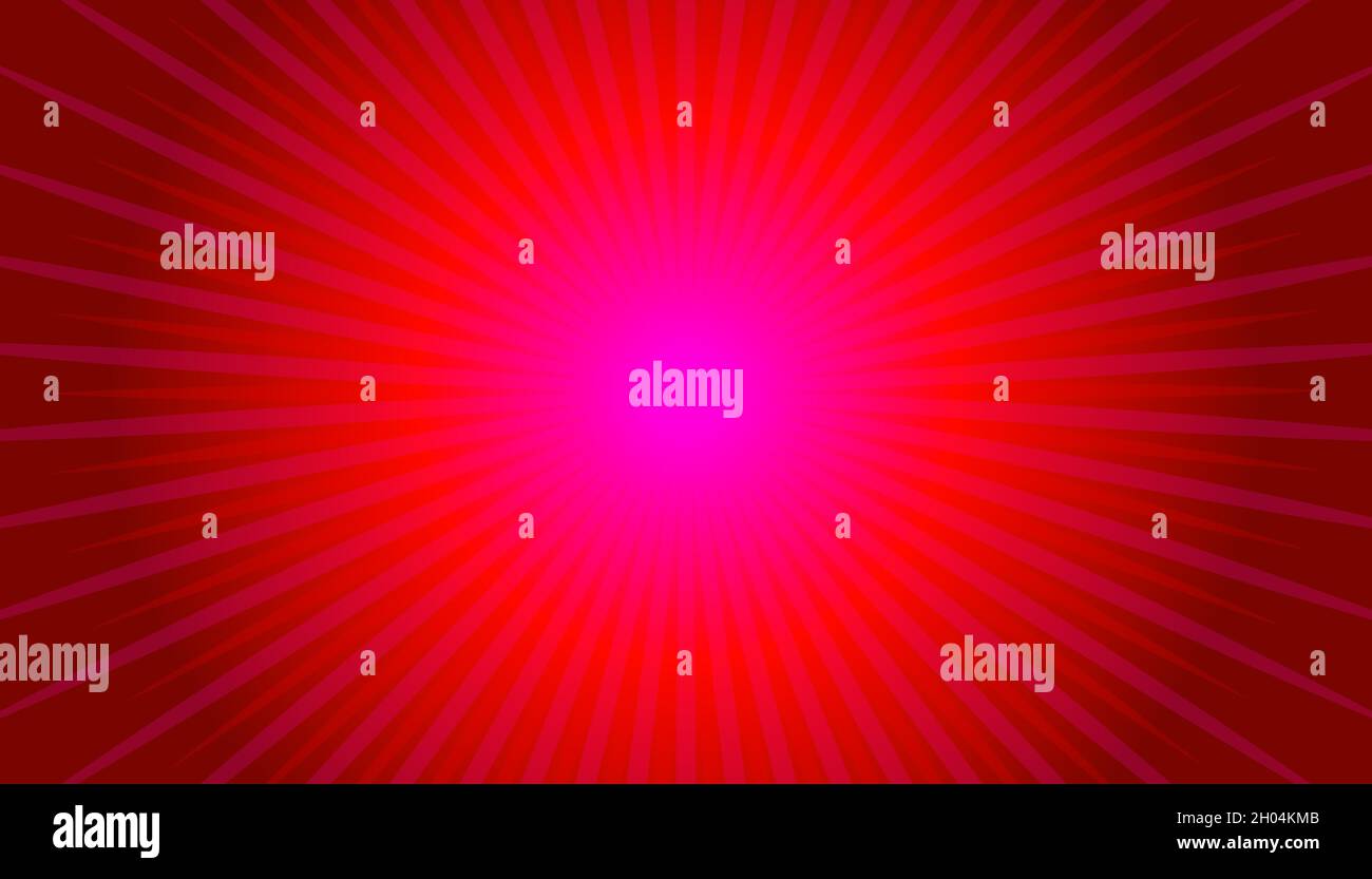 Sun red banner. Solar explosion background with rays. Sunburst pattern ...