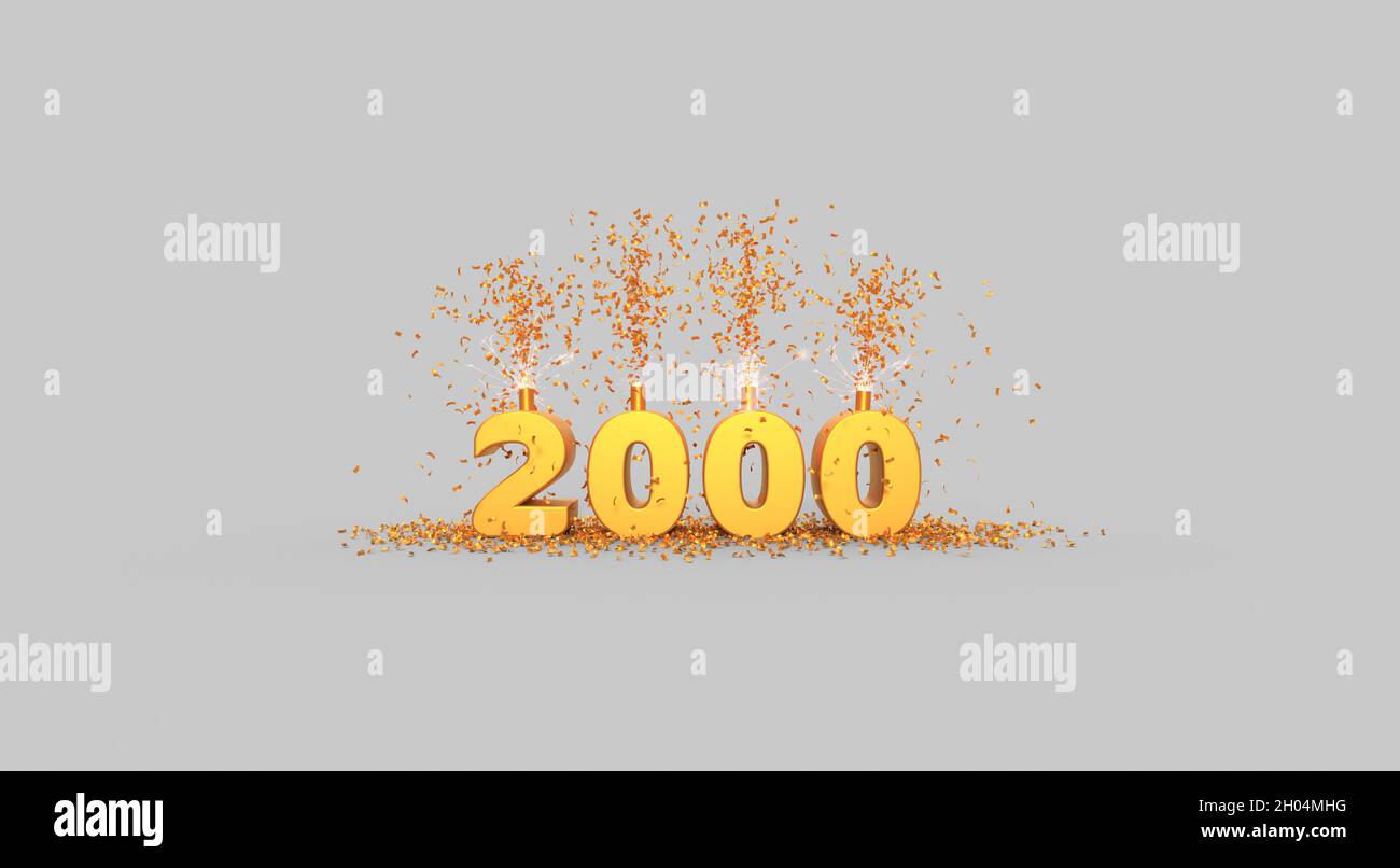 two thousand celebration - thank you illustration - 3D rendering Stock ...