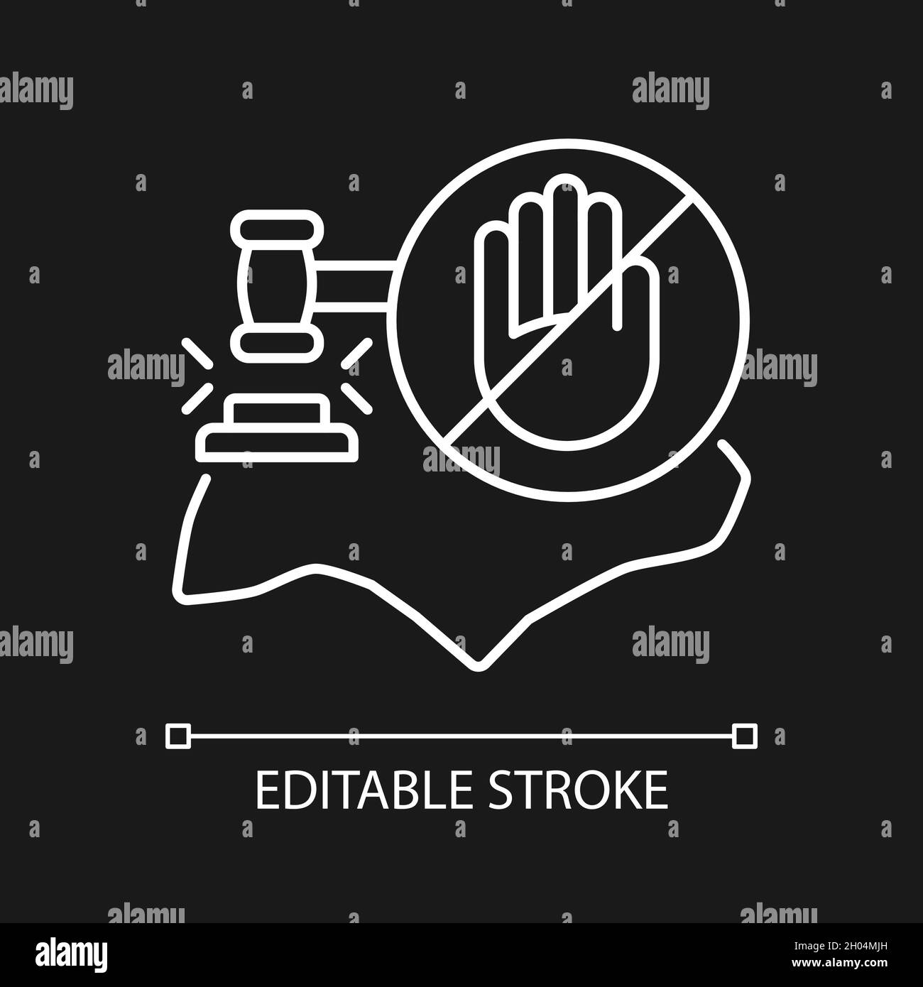 Fines and prohibitions white linear icon for dark theme Stock Vector ...