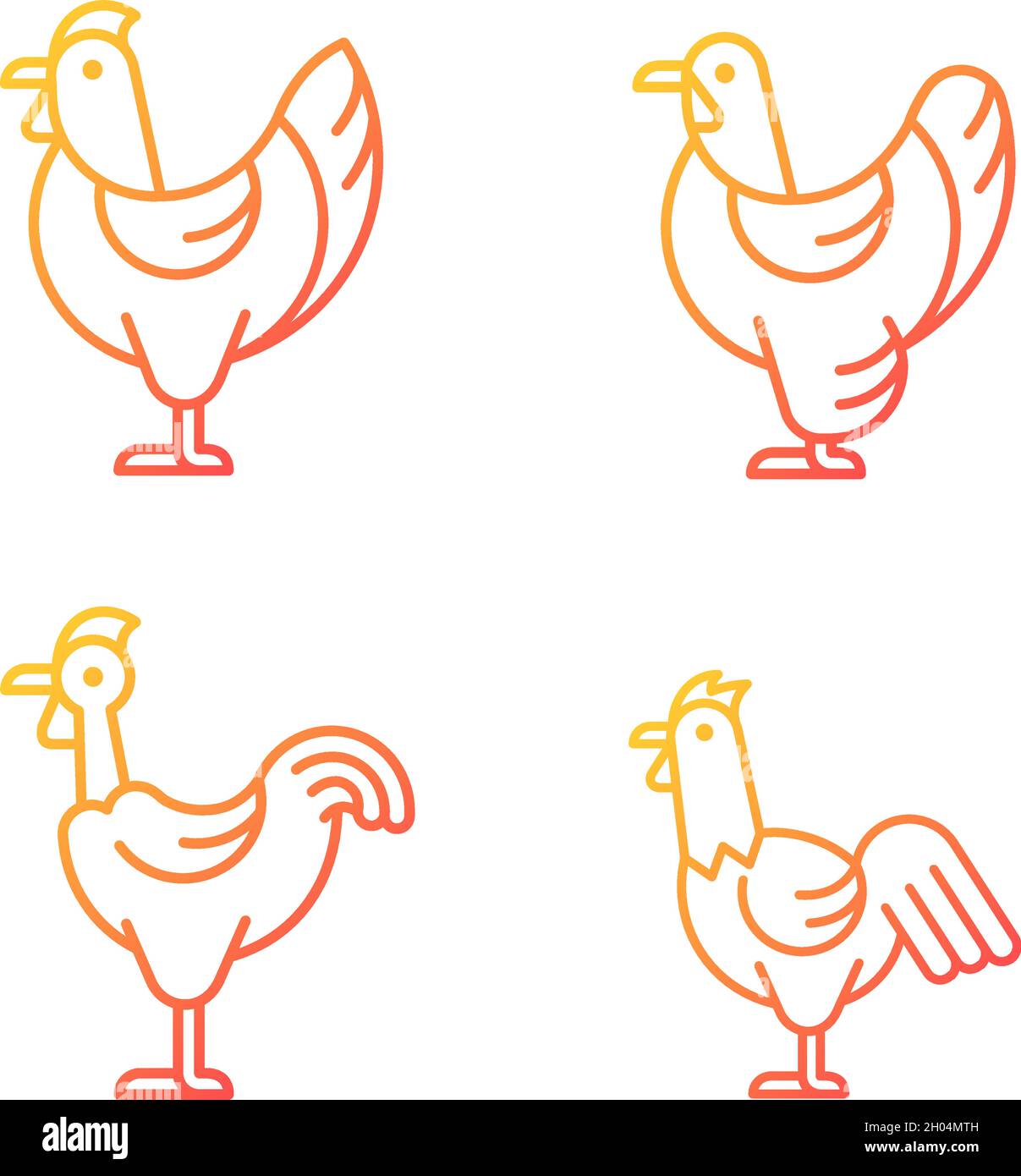 Chicken breeds gradient linear vector icons set Stock Vector Image ...