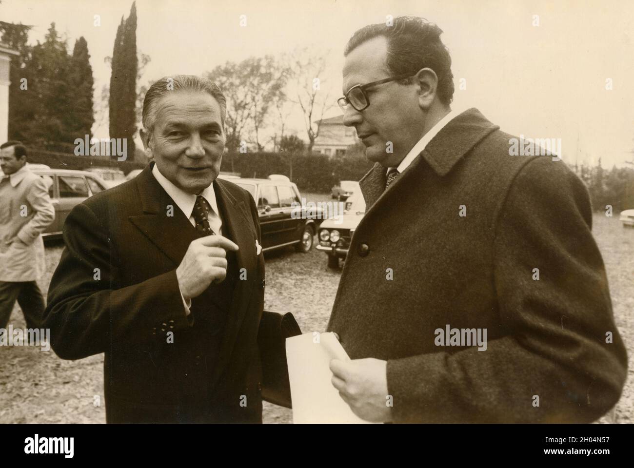 Italian Minister and politician Mario Ferrari Aggradi (left), 1970s ...