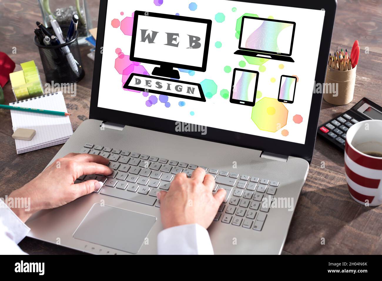Web design concept shown on a laptop screen Stock Photo - Alamy