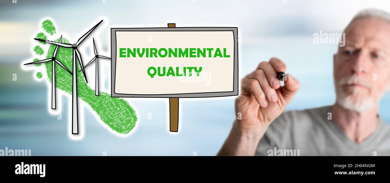 Environmental quality concept drawn by a man Stock Photo - Alamy