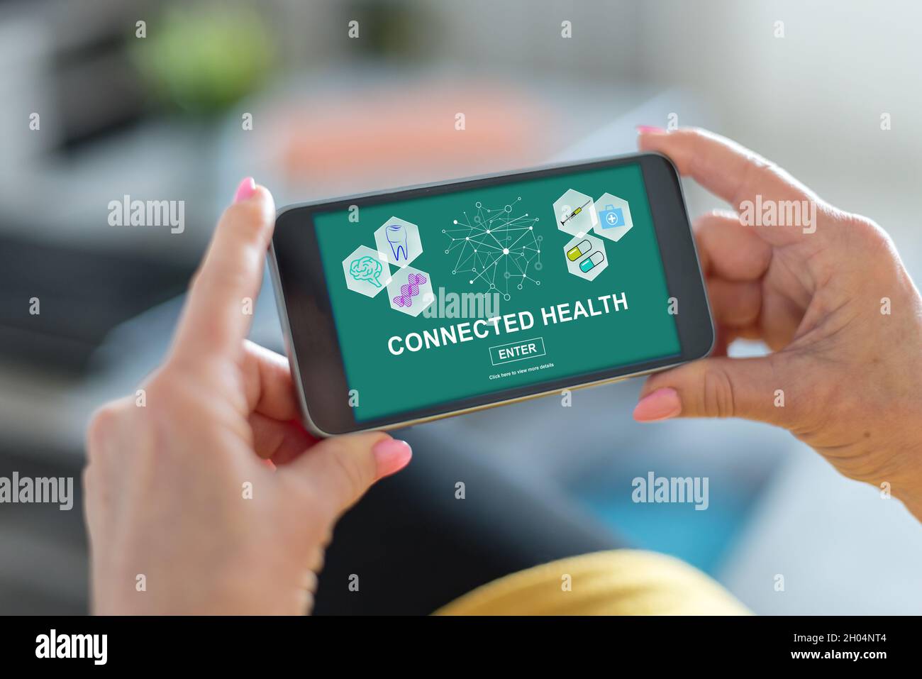 Smartphone screen displaying a connected health concept Stock Photo - Alamy