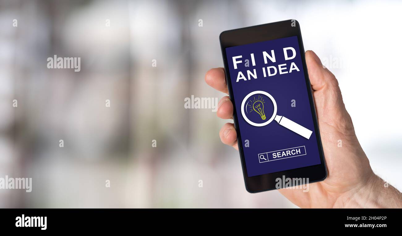 Smartphone screen displaying an idea search concept Stock Photo - Alamy
