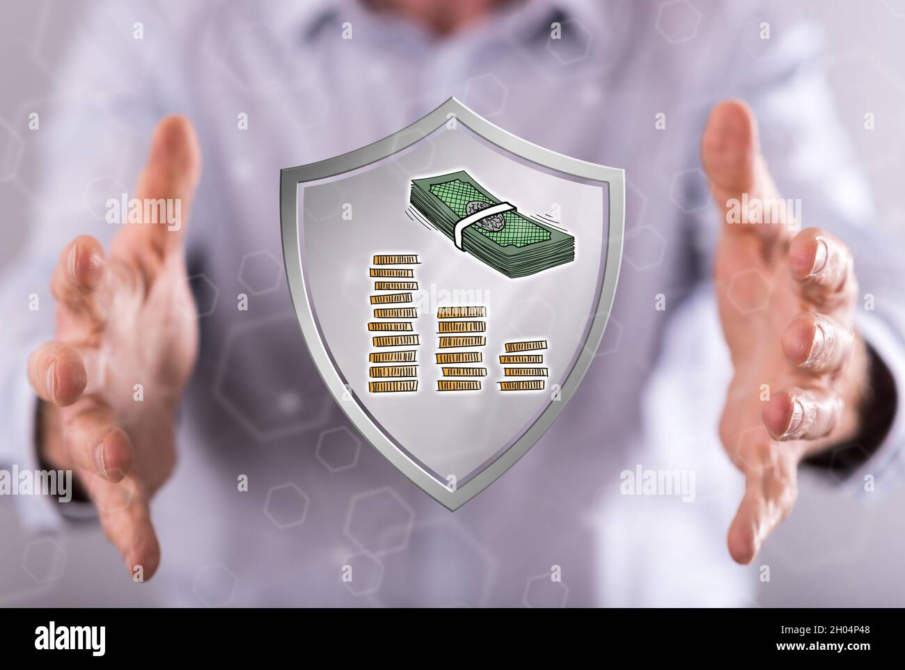 Insurance of a shield with dollar hi-res stock photography and images ...