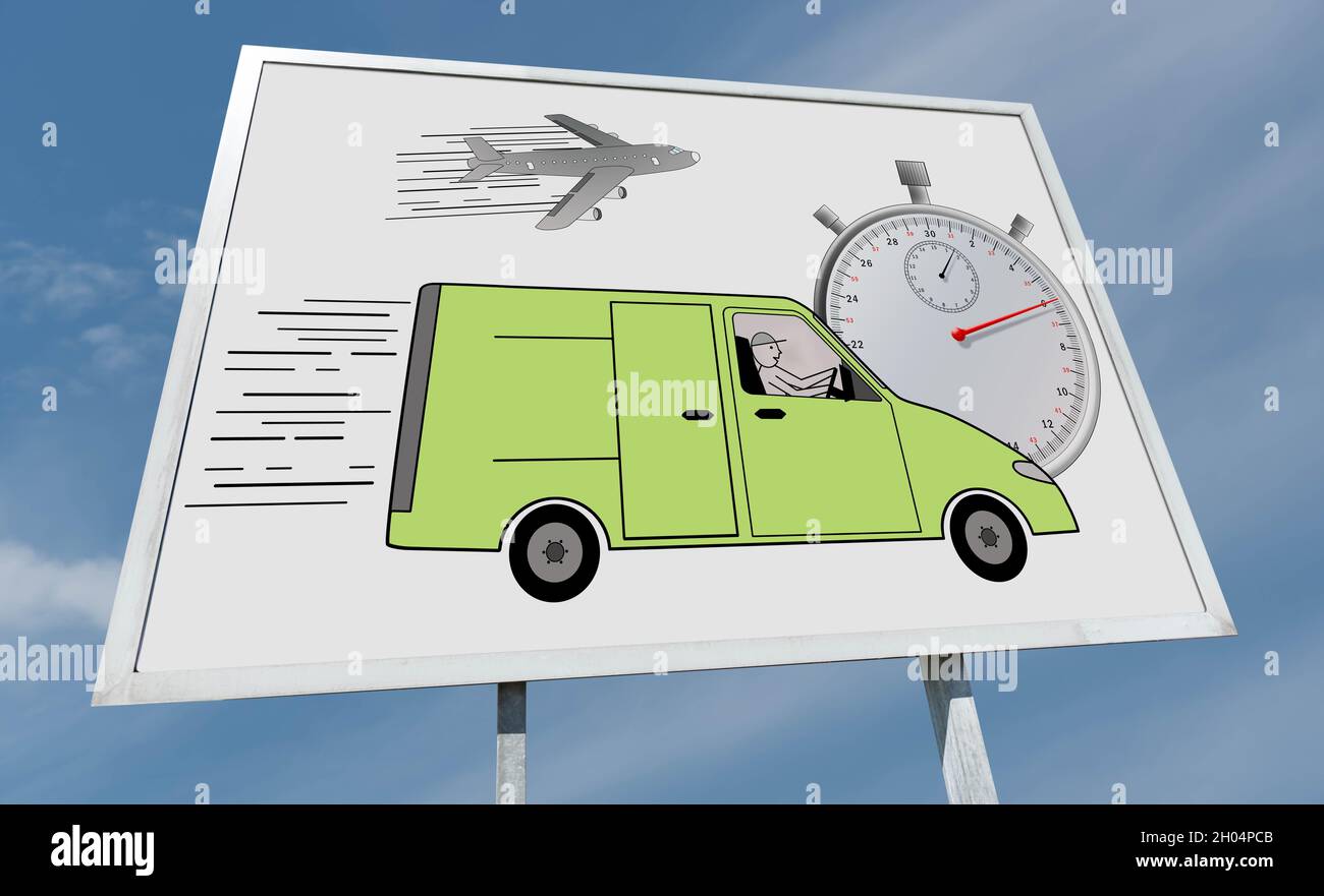 Express delivery concept drawn on a billboard Stock Photo - Alamy