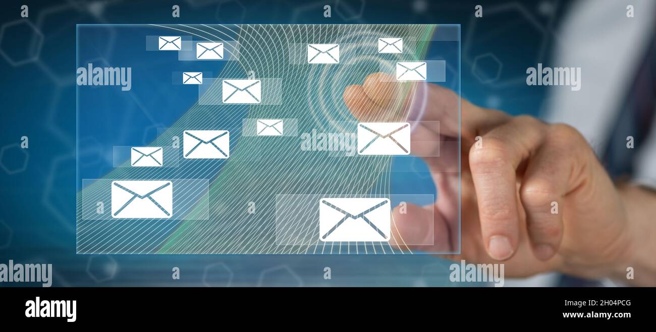 Man touching an email concept on a touch screen with his finger Stock ...