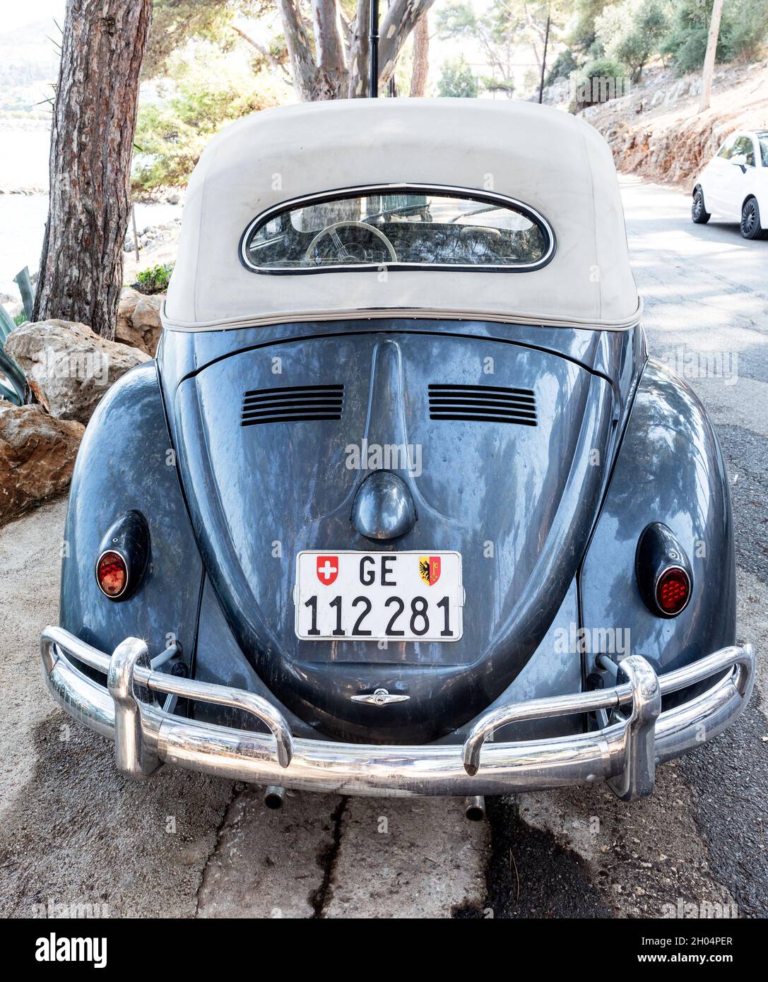 A Classic Convertible VW Beetle Car in Greece Stock Photo - Alamy