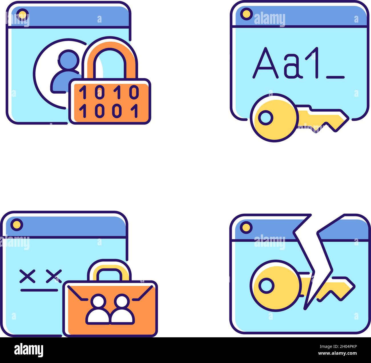 Password Encryption Rgb Color Icons Set Stock Vector Image And Art Alamy