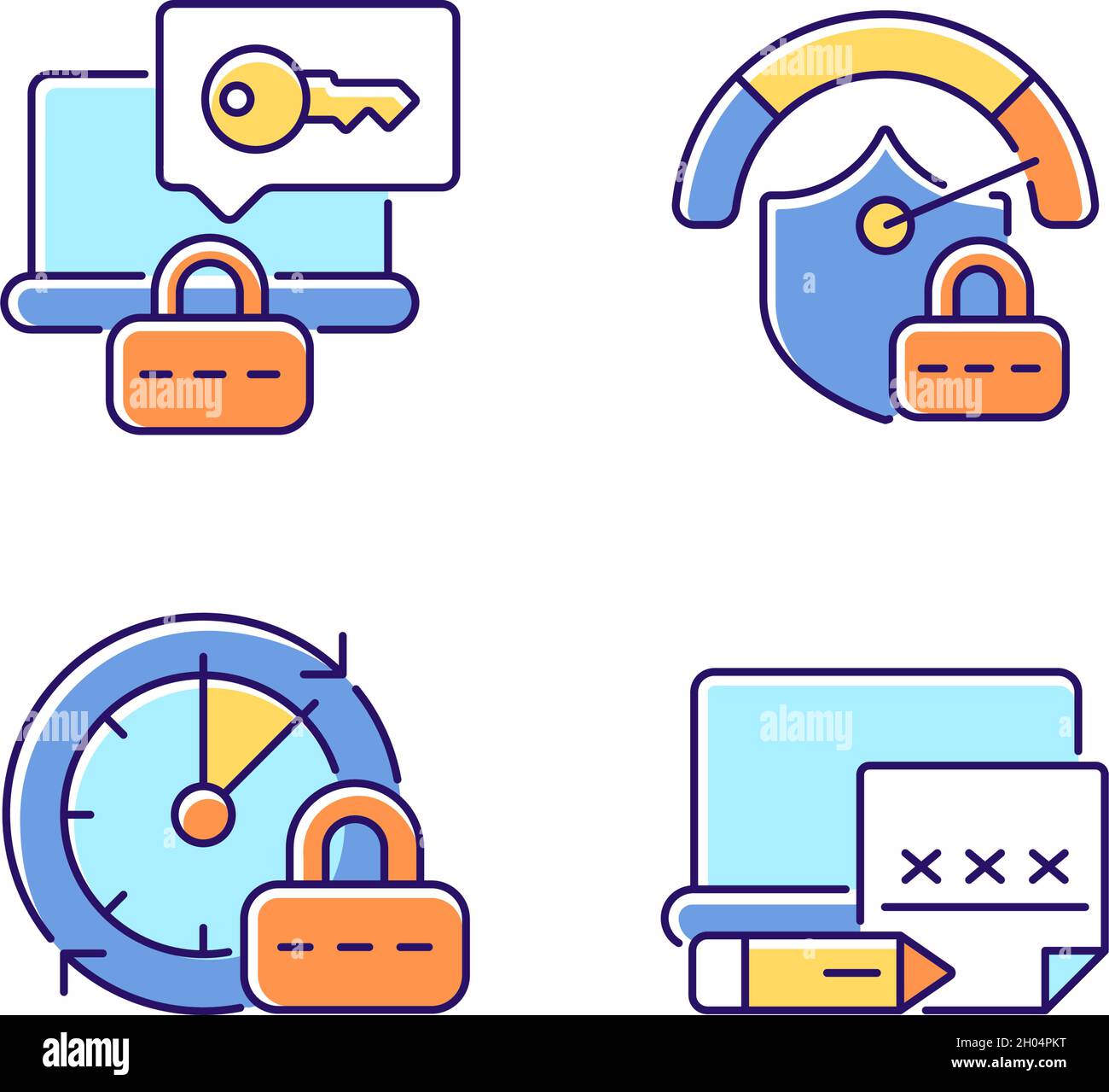 Laptop passwords RGB color icons set Stock Vector Image & Art - Alamy