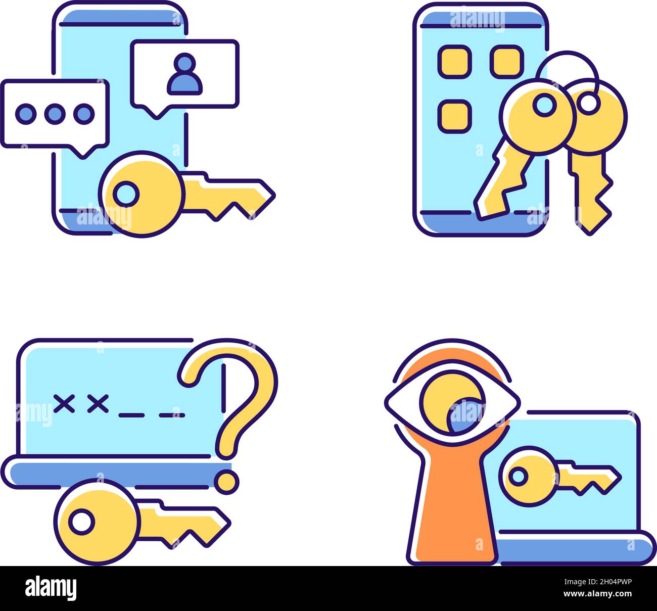 Password protection RGB color icons set Stock Vector Image & Art - Alamy