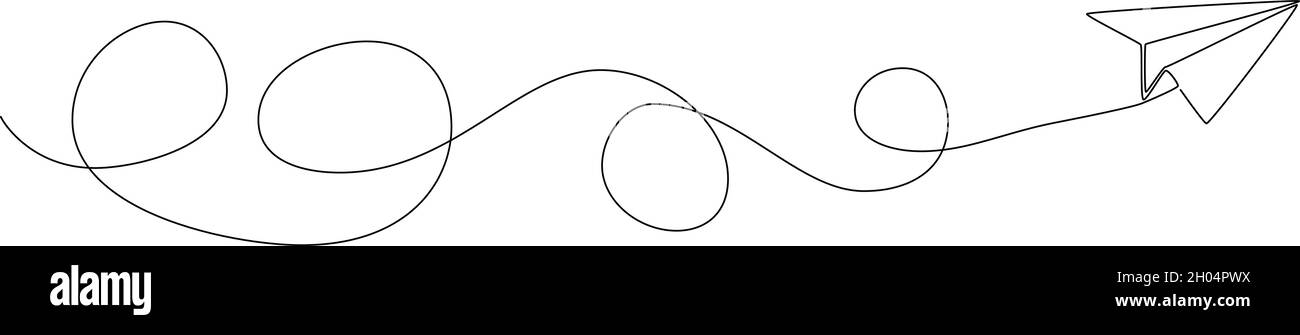 continuous single line paper plane drawing, line art vector ...