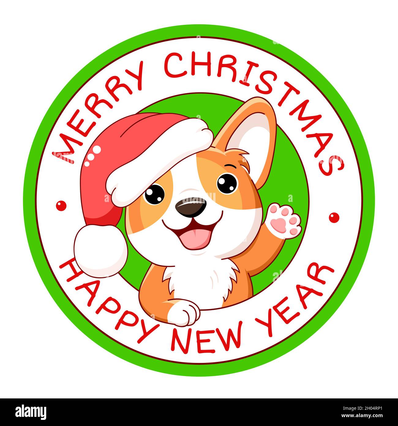 Merry Christmas round vector label. Holiday stamp, shop label, card ...