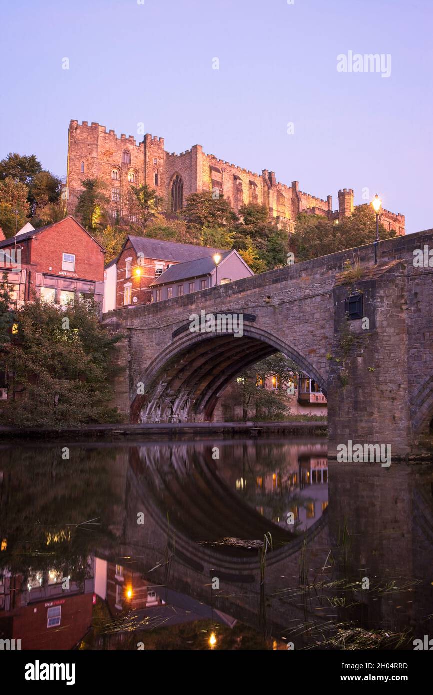 Durham Castle captured from the riverside footpath along the River Wear ...