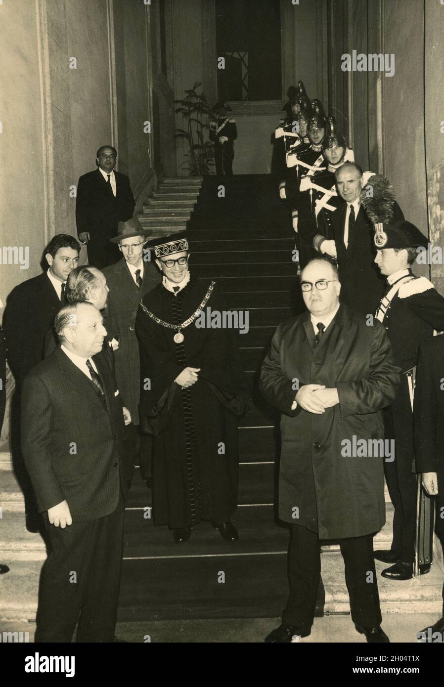Italian jurist and politician Aldo Sandulli (center), politician Italo ...