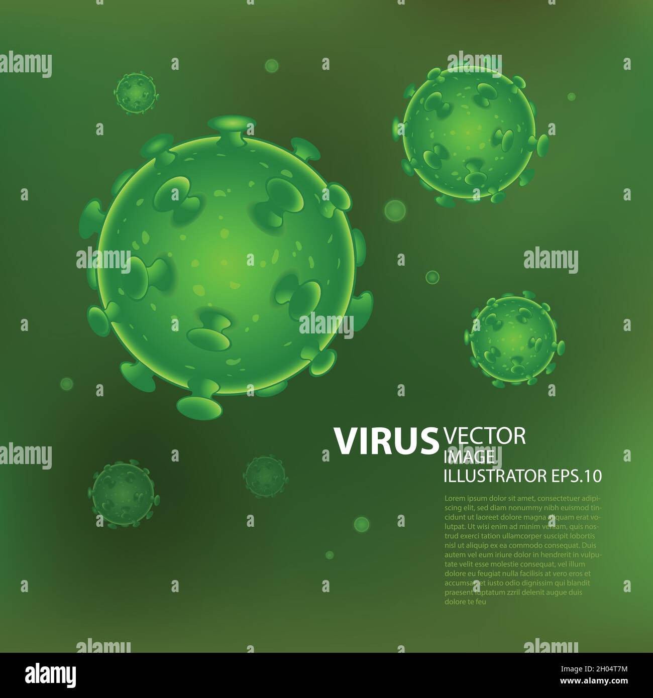 Virus Vector Illustration microbe on green background. Computer virus ...