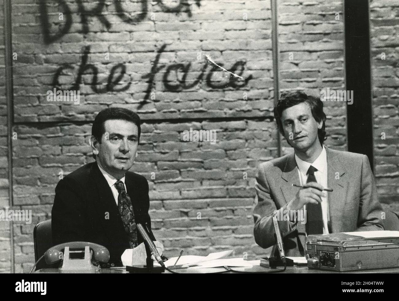Italian journalists Mario Maffucci (left) and Piero Badaloni, 1980s ...
