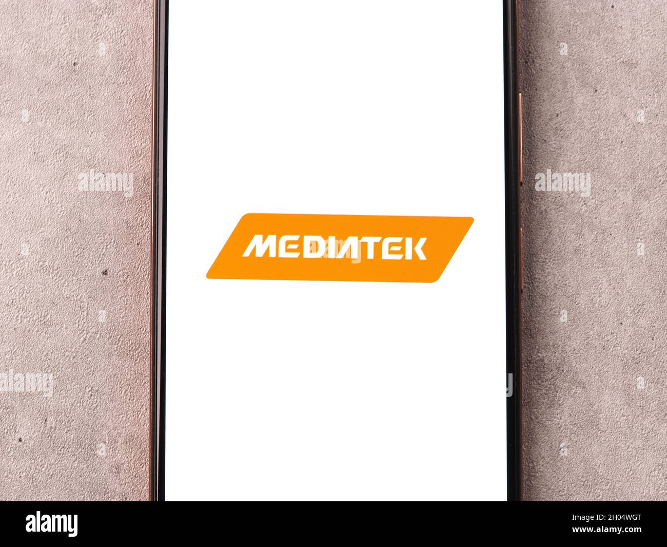 West Bangal, India - October 09, 2021 : MediaTek logo on phone screen ...