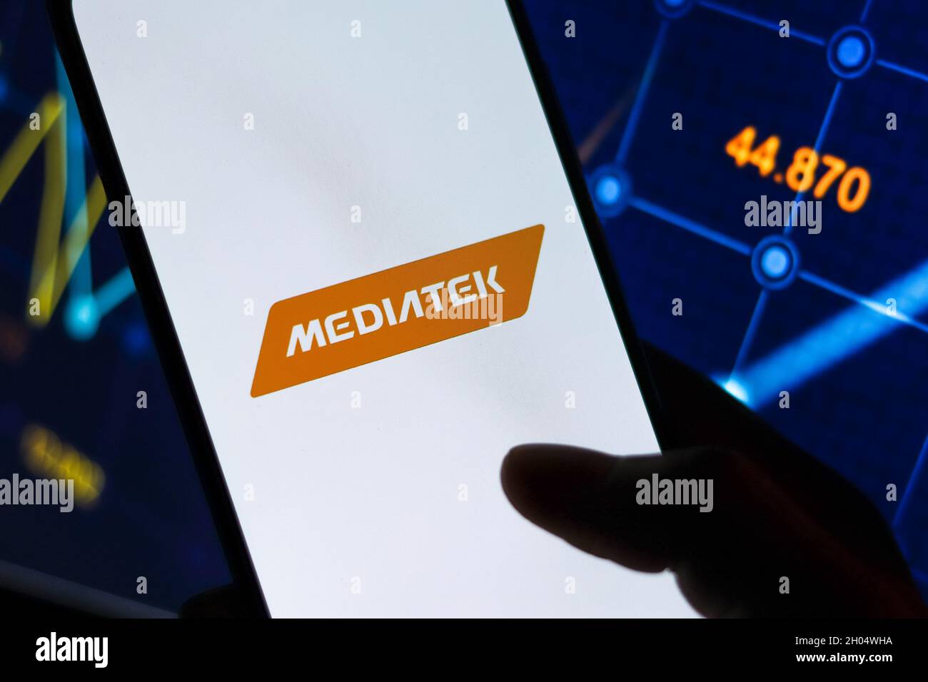 West Bangal, India - October 09, 2021 : MediaTek logo on phone screen ...
