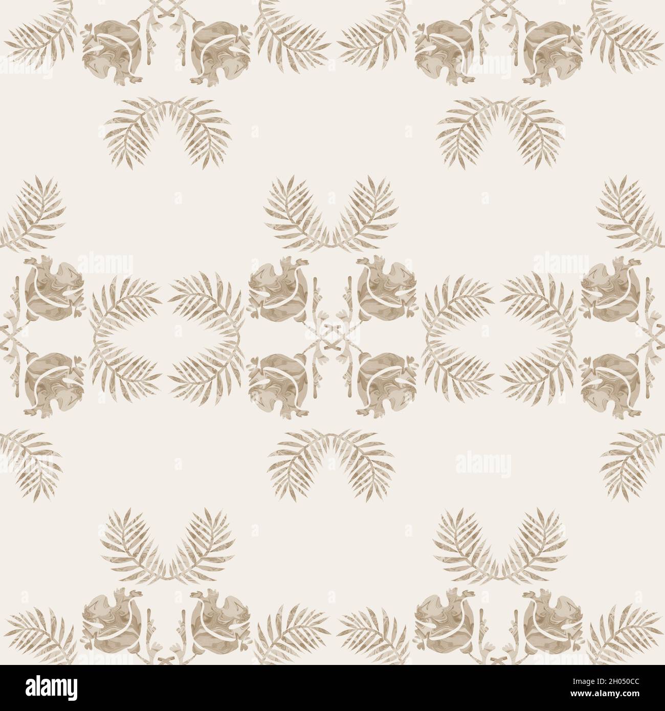 Sepia brown marble floral seamless pattern. Subtle 2 tone flower bloom ...