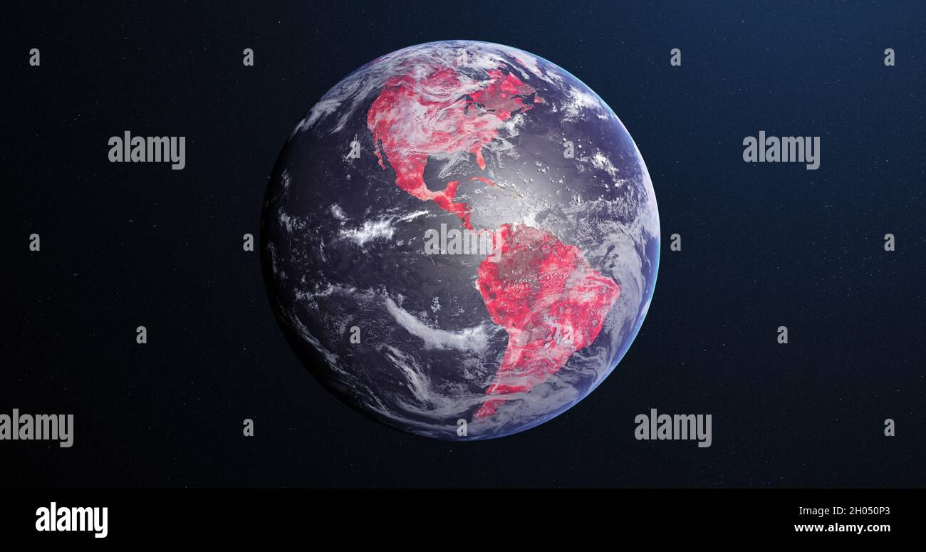 Image of the planet earth spinning around and changing colors in a blue ...