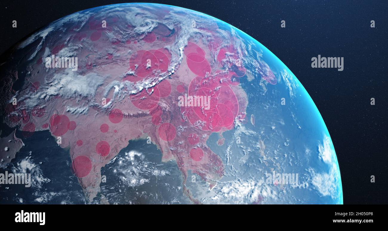 Image of the planet earth spinning around and countries turning red ...