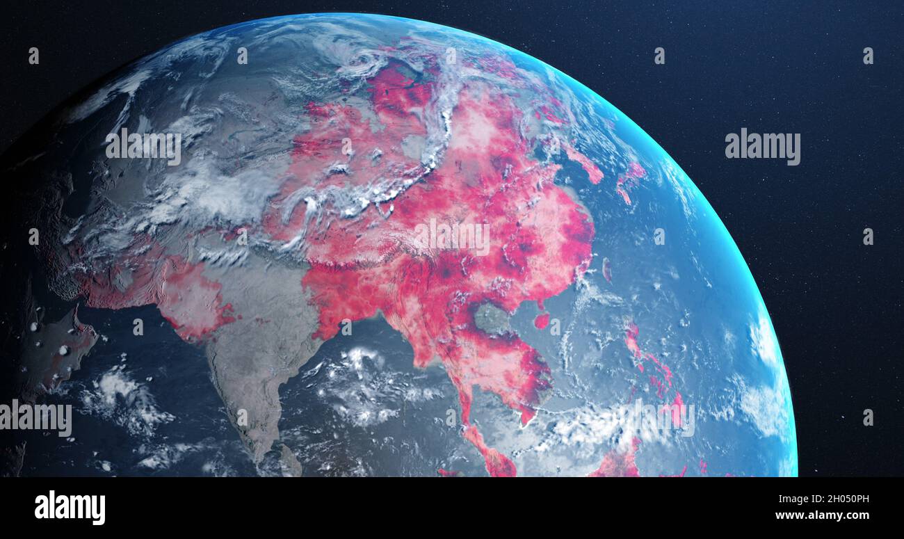 Image of the planet earth spinning around and countries turning red ...