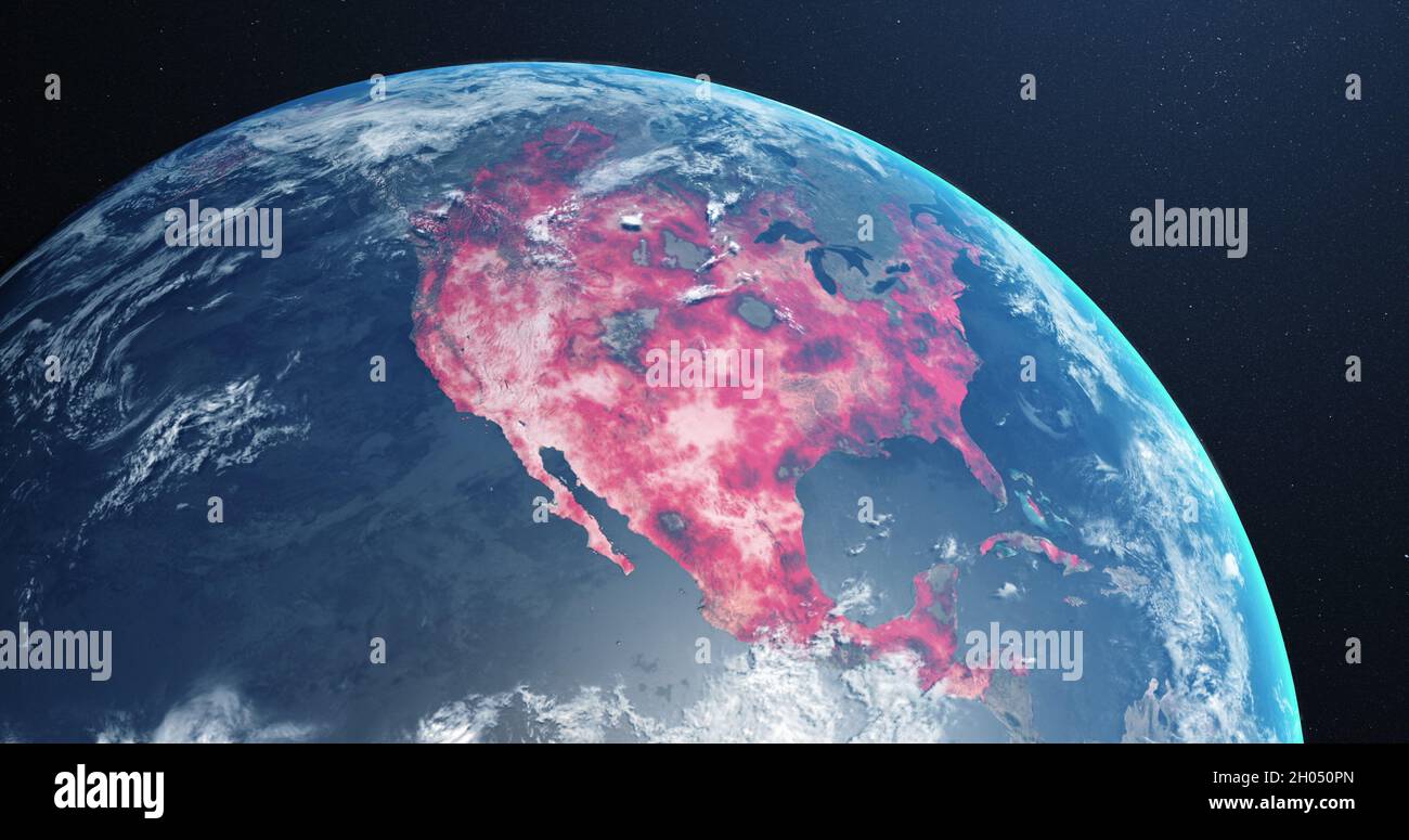 Image of the planet earth spinning around and countries turning red ...