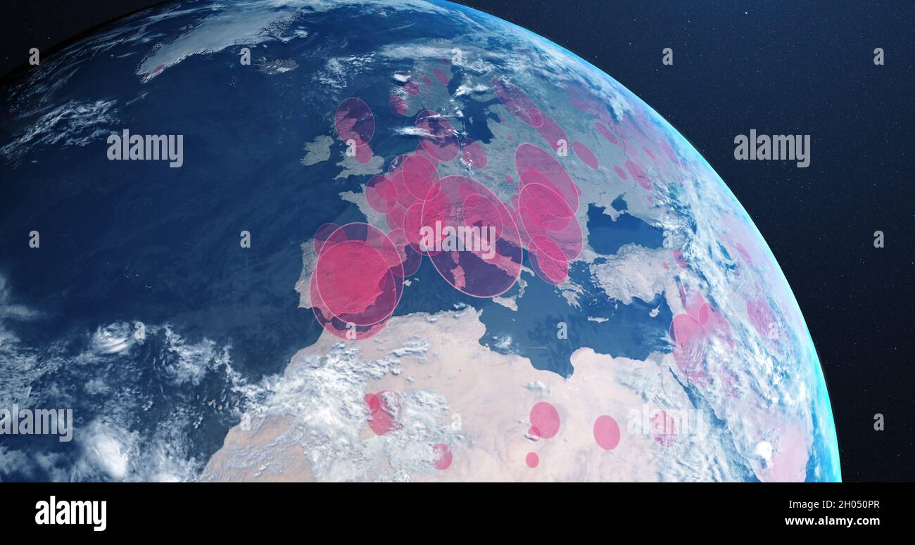 Image of the planet earth spinning around and countries turning red ...