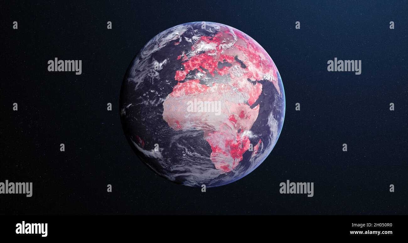 Image of the planet earth spinning around and changing colors in a blue ...