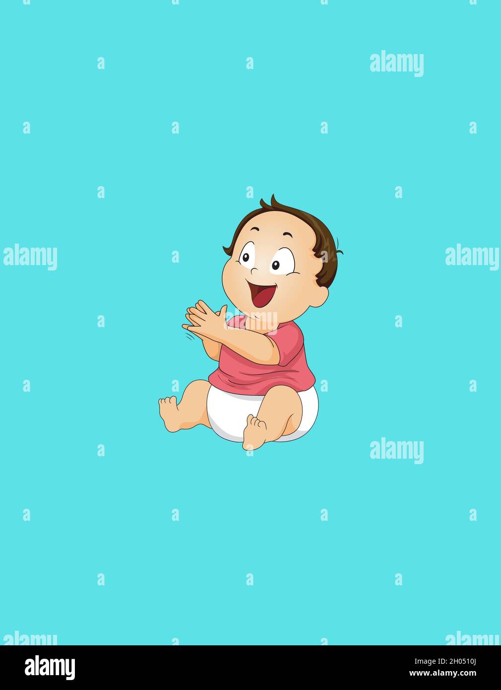 Baby child playing toys isolated on commercial blue background Stock ...