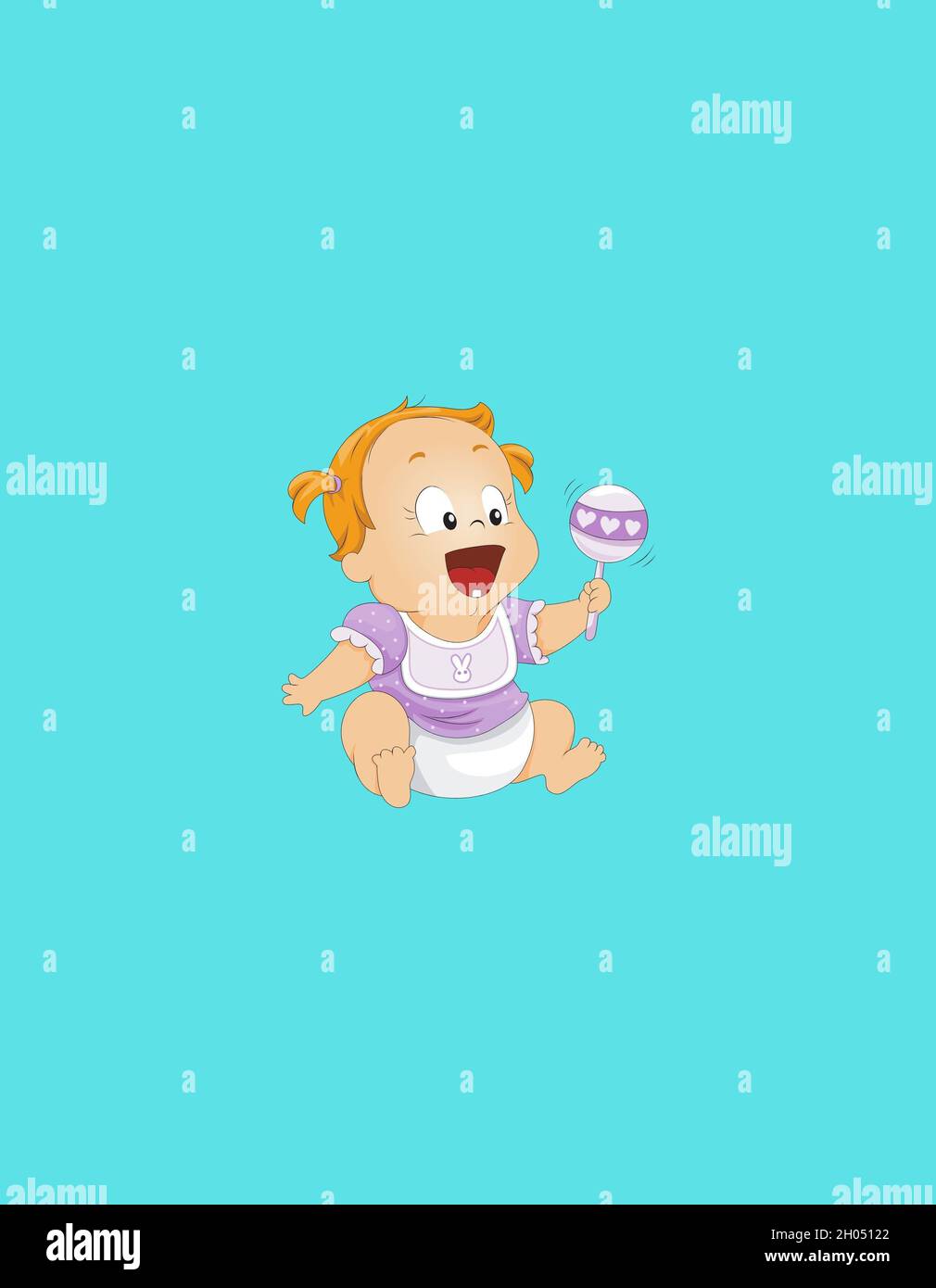 Baby child playing toys isolated on commercial blue background Stock ...