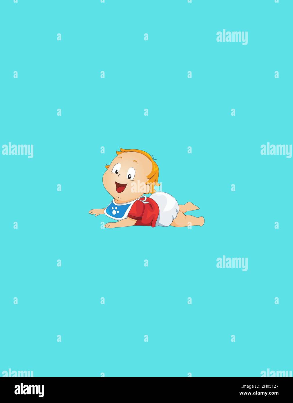 Baby child playing toys isolated on commercial blue background Stock ...